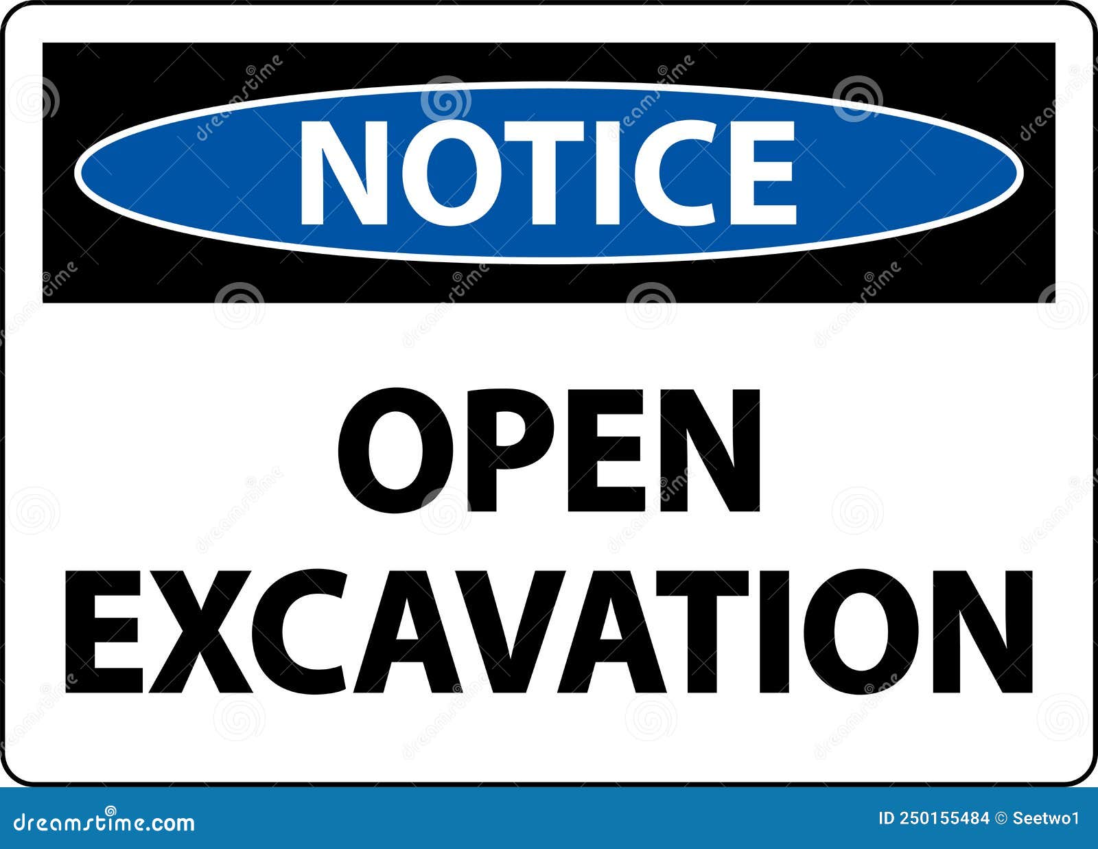 Notice Open Excavation Sign on White Background Stock Vector ...