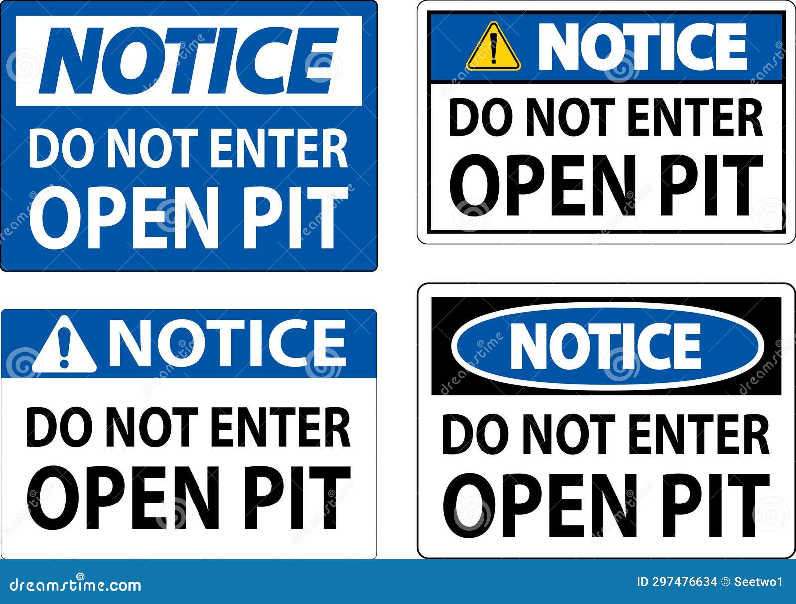 Notice Open Pit Sign Do Not Enter Open Pit Stock Vector - Illustration ...