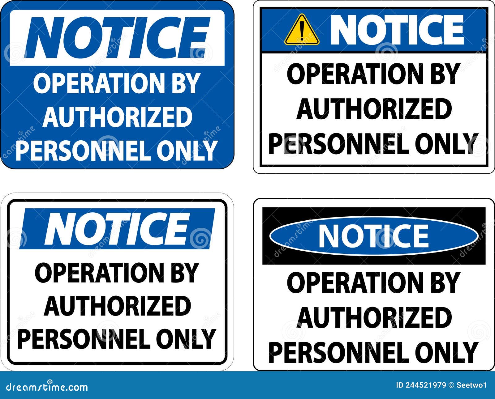 Notice Operation by Authorized Label Sign on White Background Stock ...