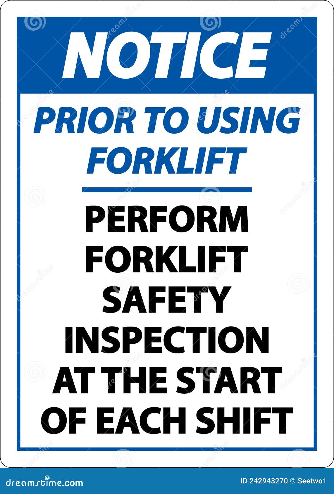 Notice Perform Safety Inspection Sign on White Background Stock Vector ...