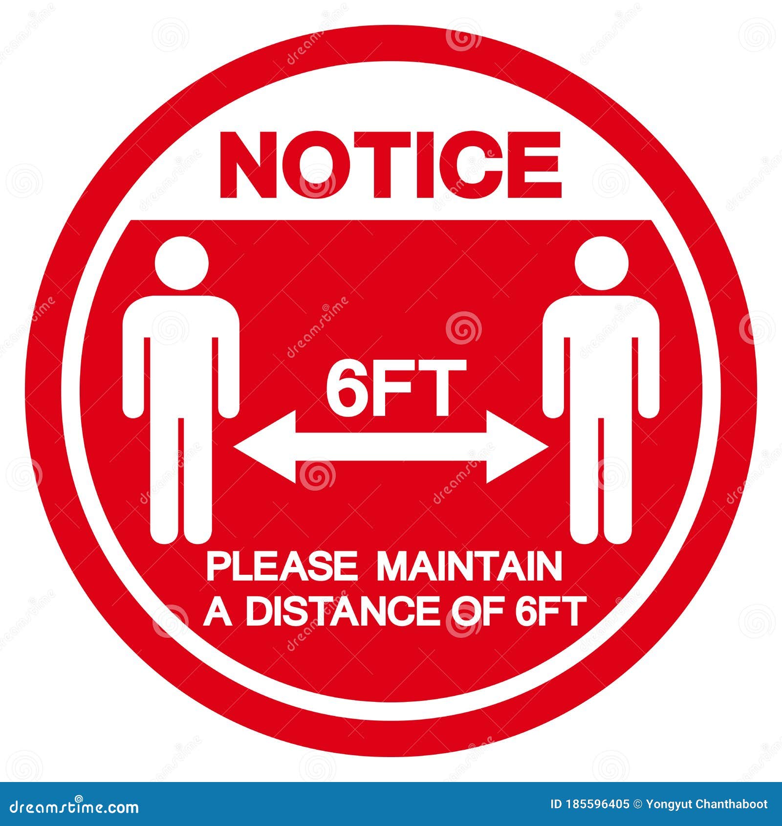 Notice Please Maintain a Distance 6ft Symbol, Vector Illustration ...