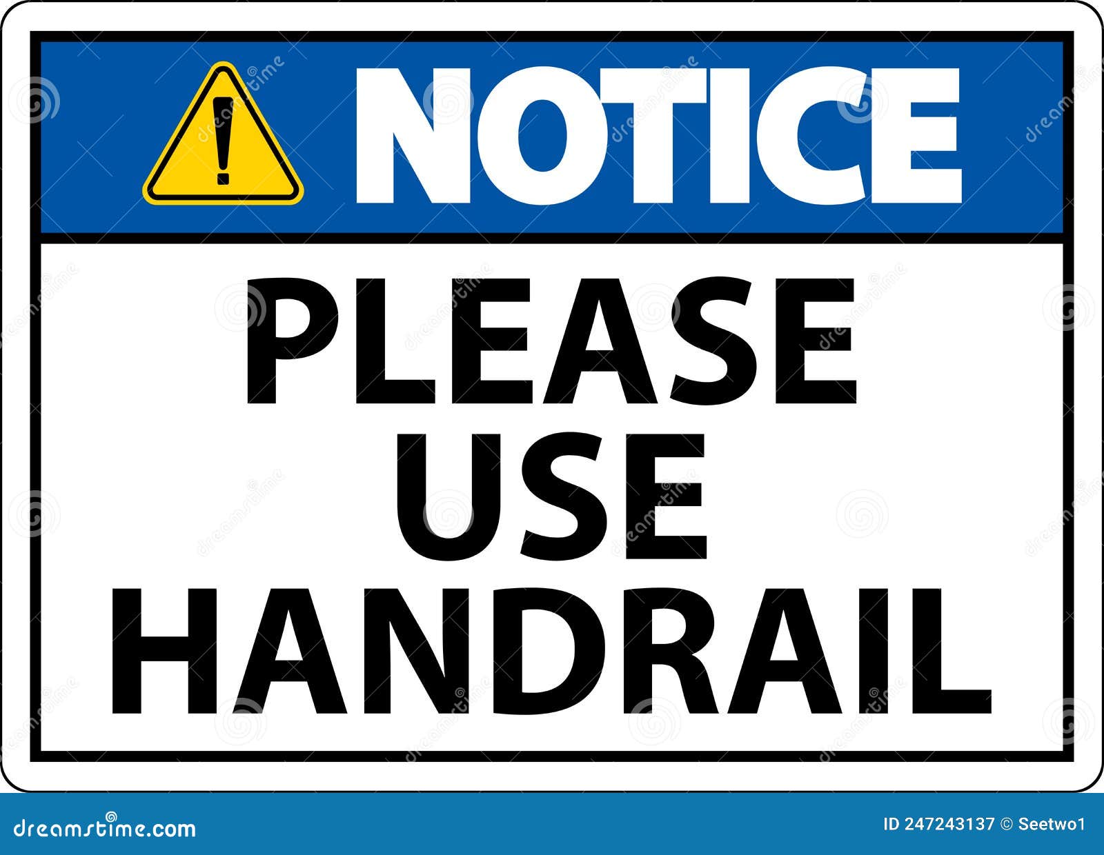 Notice Please Use Handrail Sign on White Background Stock Vector ...