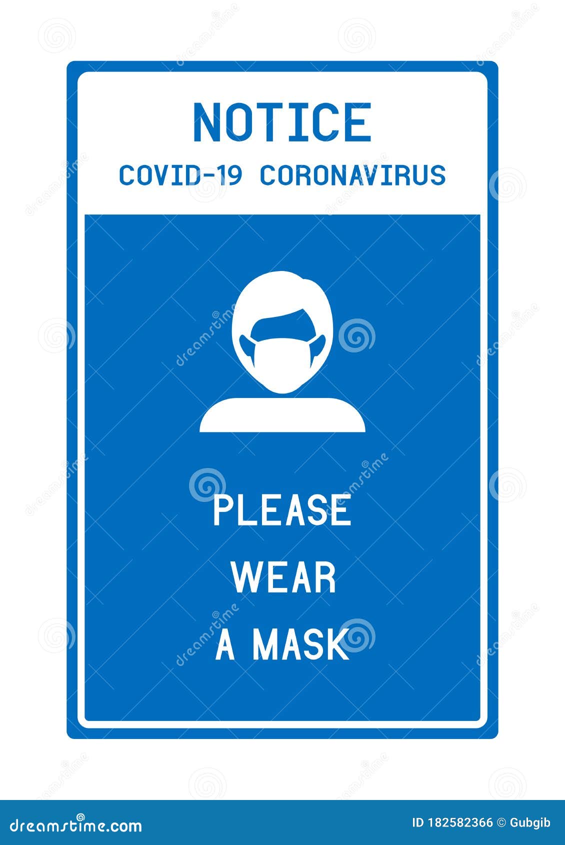 Notice Please Wear a Mask Avoid COVID-19 Coronavirus Stock Vector ...