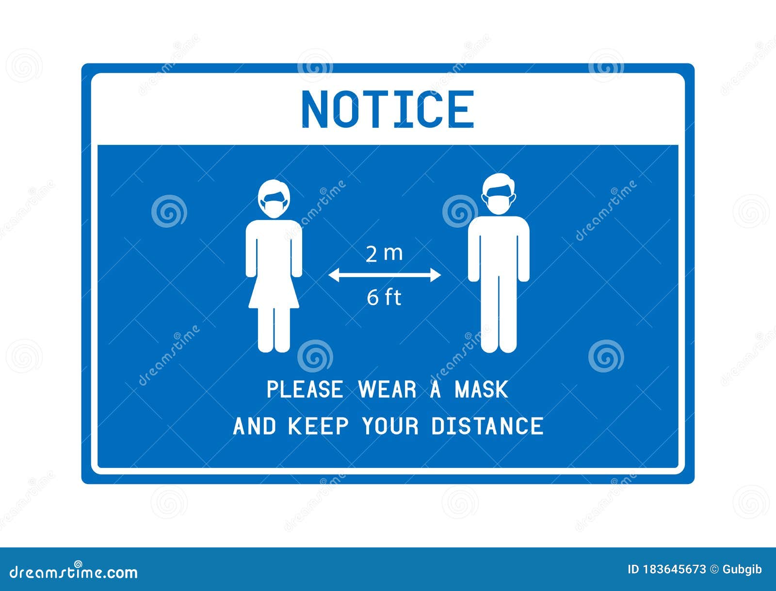 Notice Please Wear a Mask and Keep Your Distance Stock Vector ...