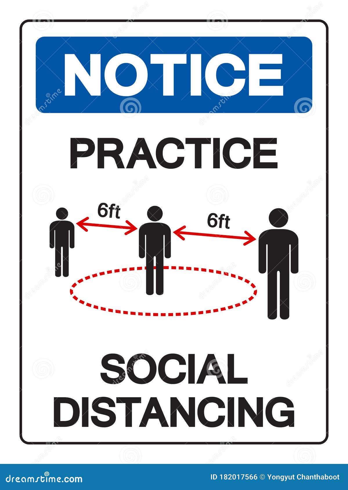 Notice Practice Social Distancing Symbol, Vector Illustration, Isolated ...