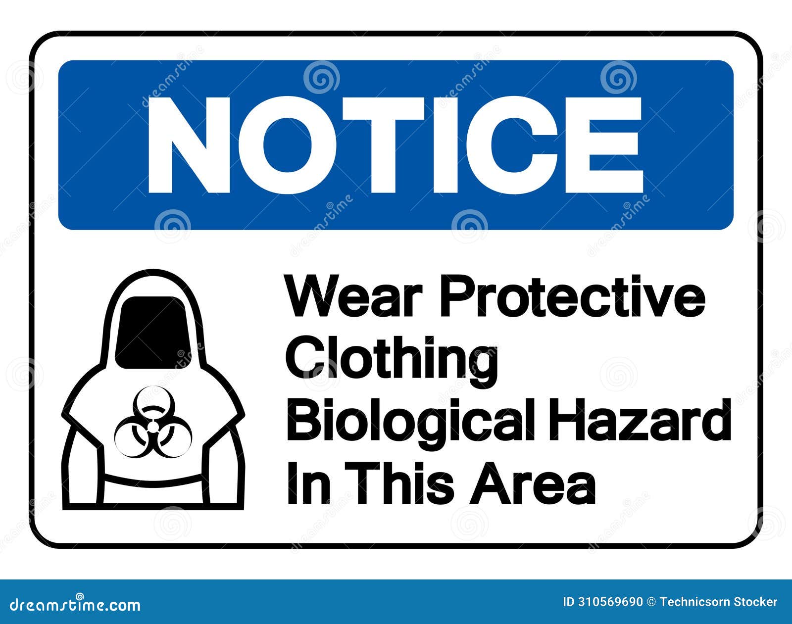 Notice Protective Clothing Biological Hazard Symbol, Vector ...