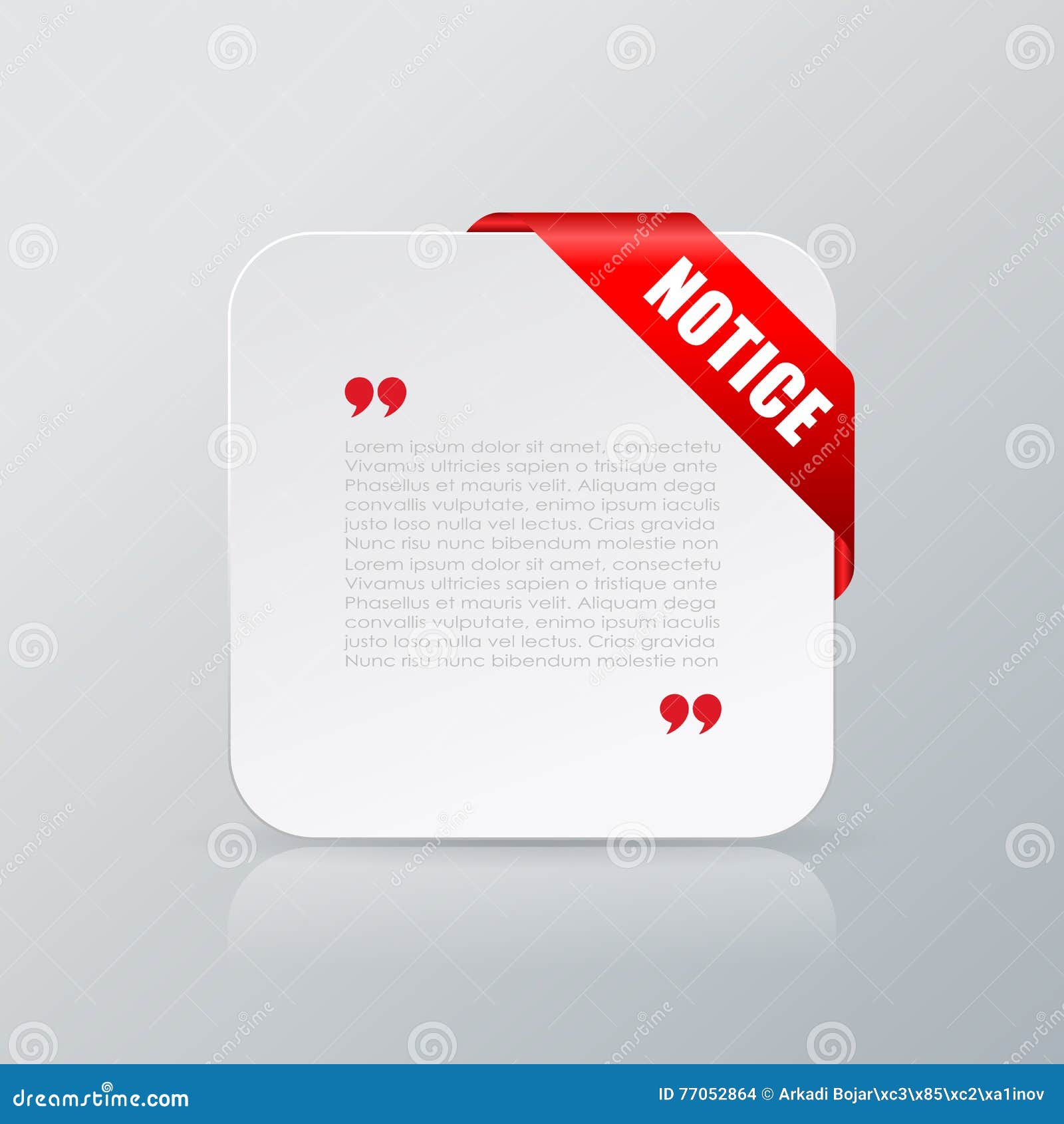 Notice quote text card stock vector. Illustration of definition - 77052864