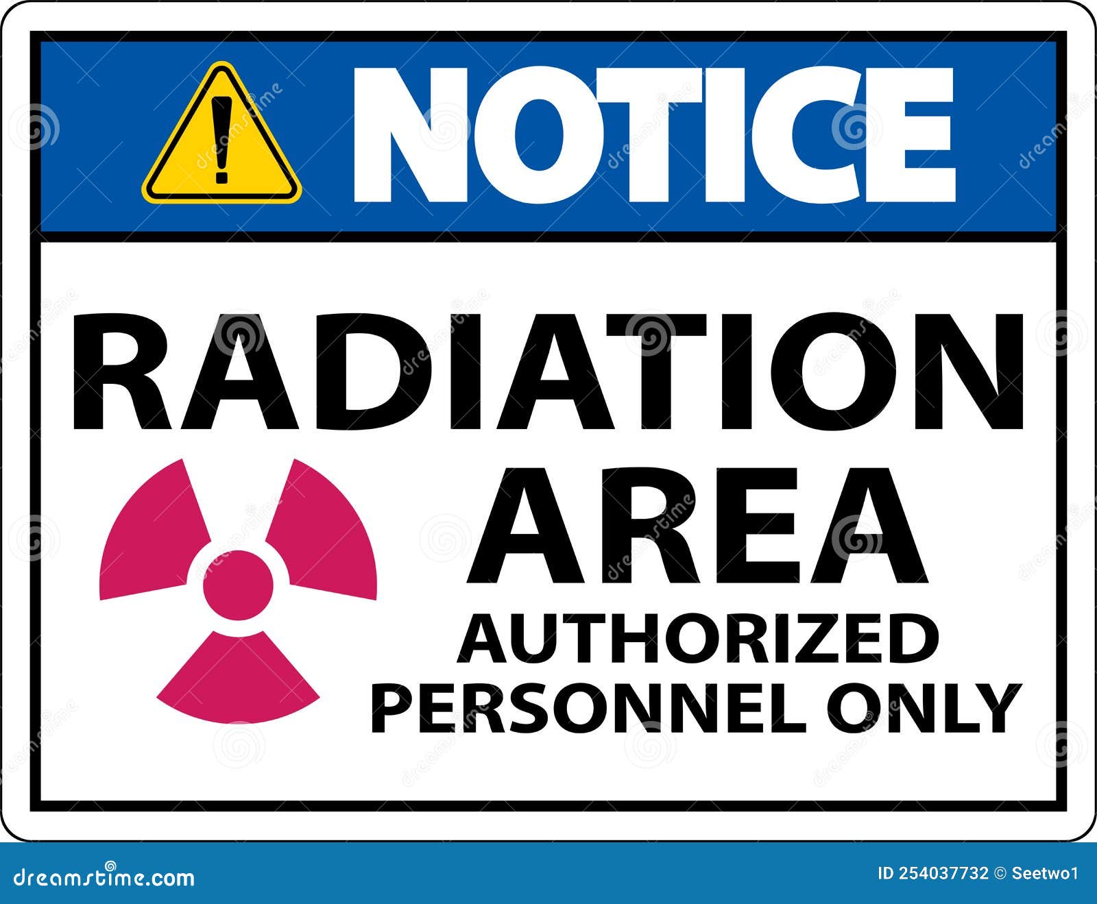Notice Radiation Area Authorized only Sign on White Background Stock ...