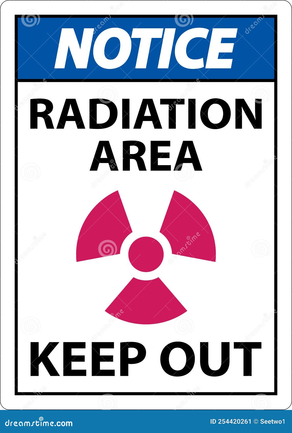 Notice Radiation Area Keep Out Sign on White Background Stock Vector ...