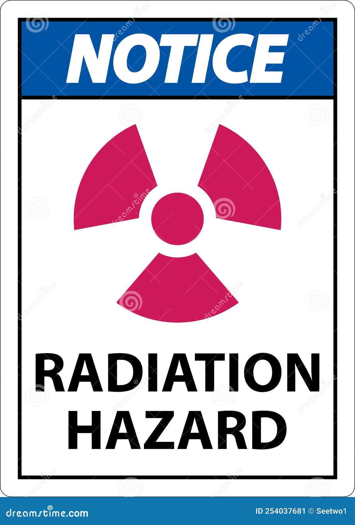 Notice Radiation Hazard Sign on White Background Stock Vector ...