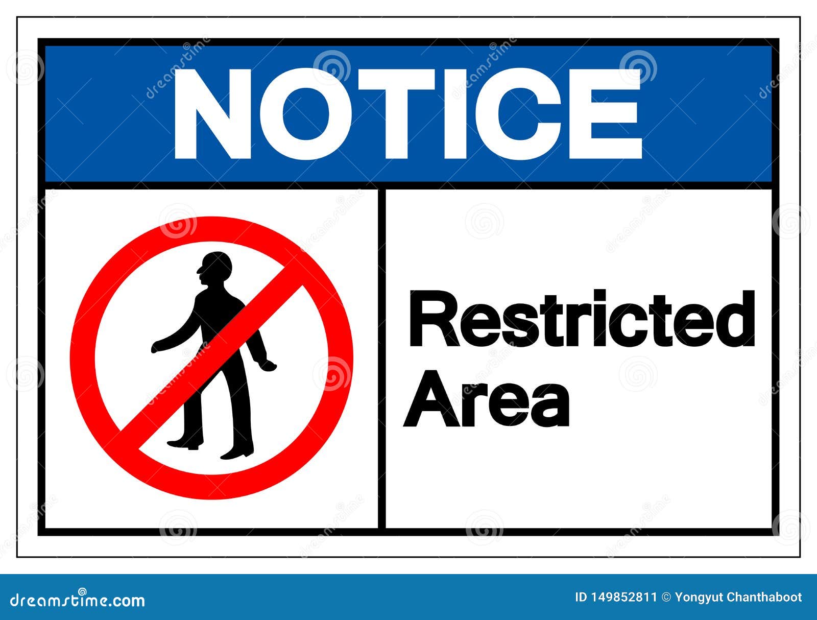 Notice Restricted Area Symbol Sign, Vector Illustration, Isolate on ...
