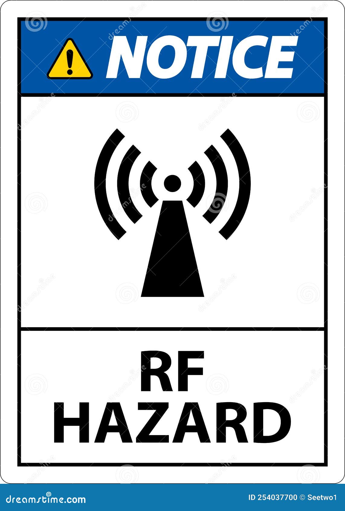 Notice RF Hazard Sign on White Background Stock Vector - Illustration ...