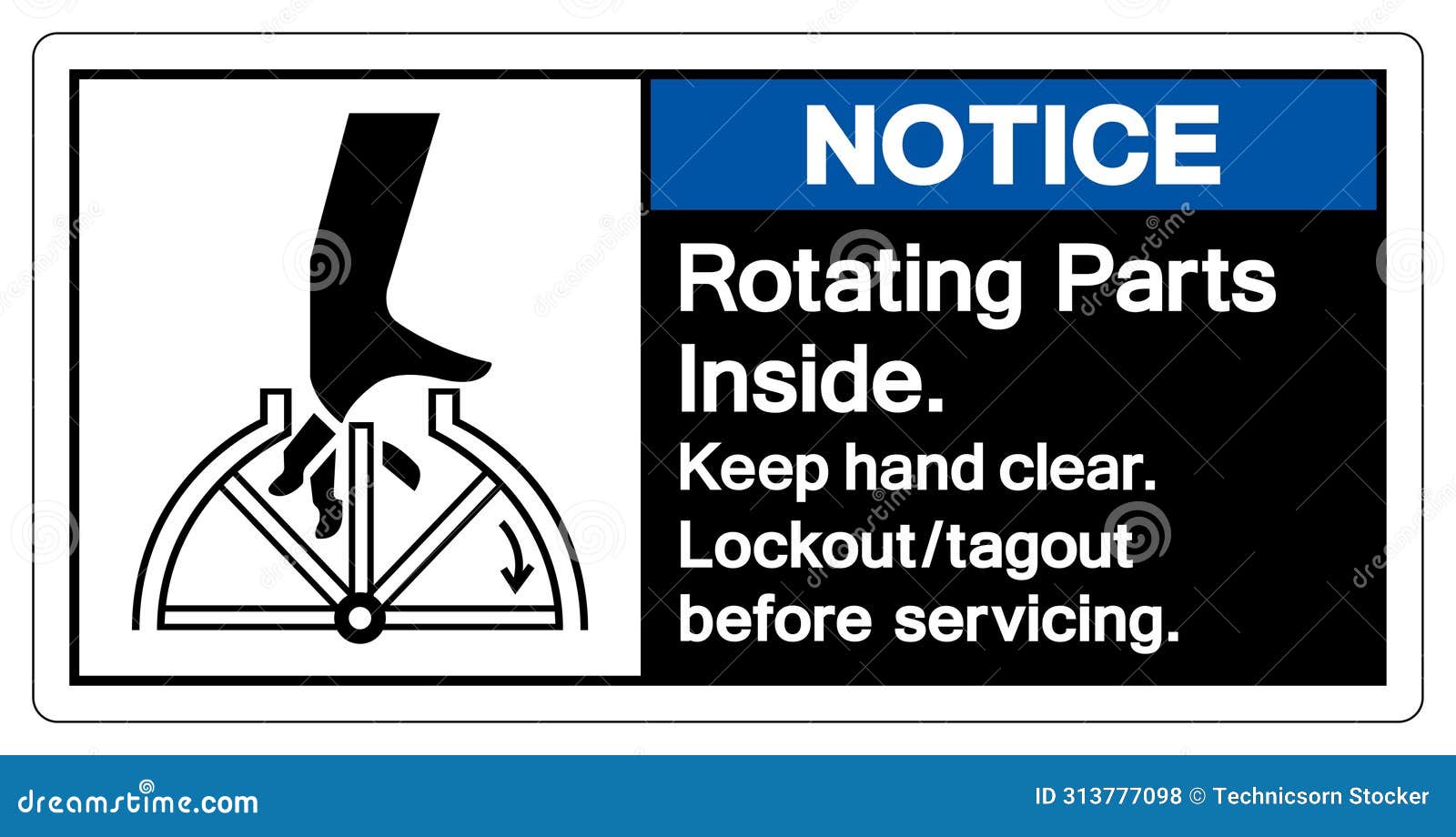 Notice Rotating Part Inside Keep Hand Clear Symbol Sign, Vector ...