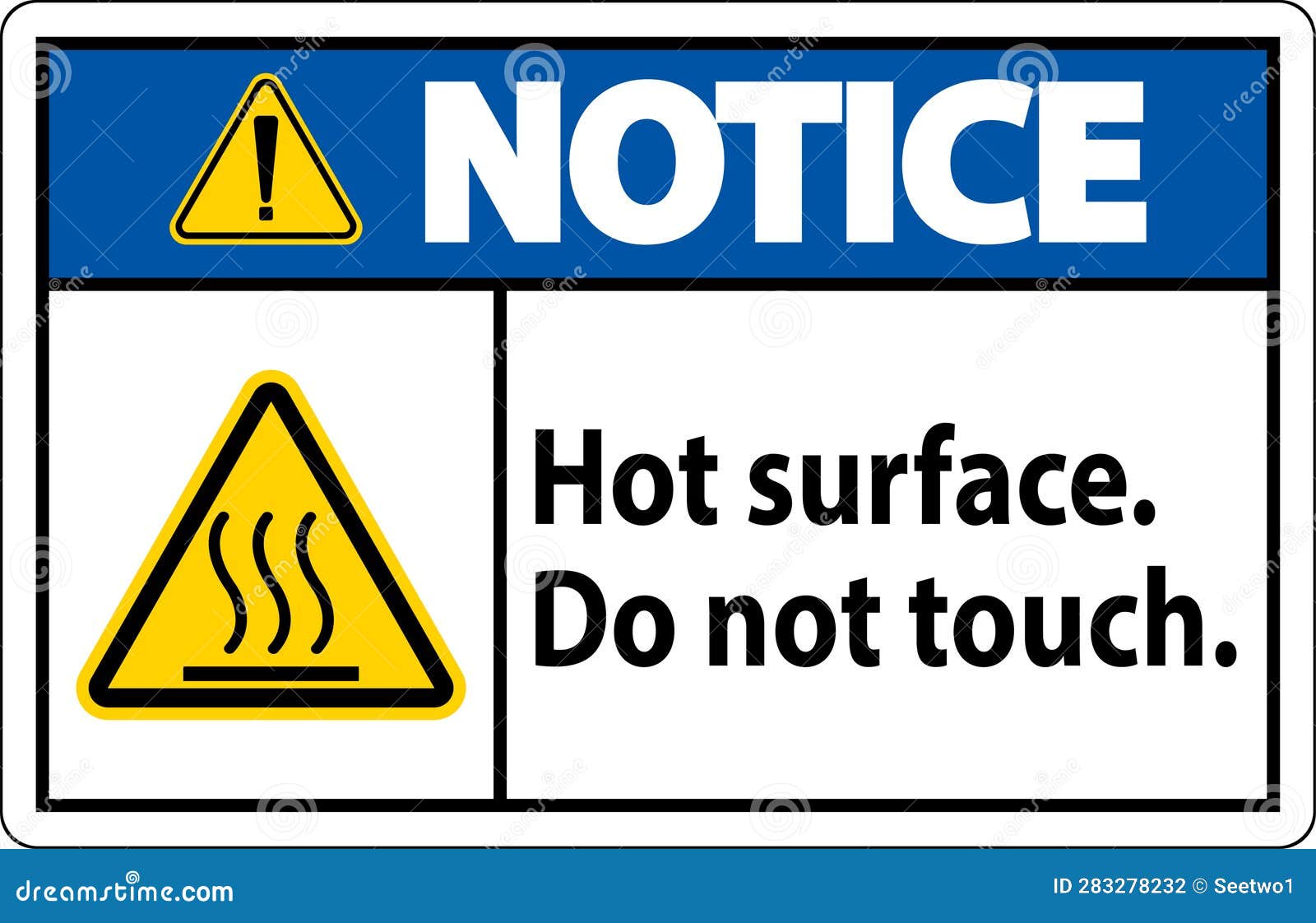 Notice Safety Label Hot Surface, Do Not Touch Stock Vector ...