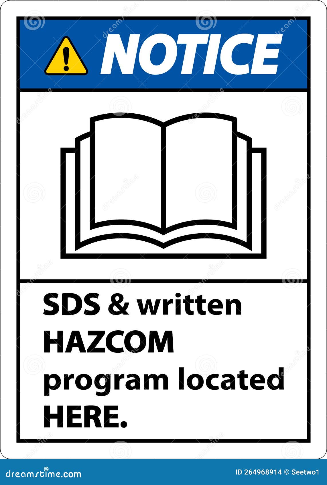 Notice SDS and HazCom Located Here Sign on White Background Stock ...