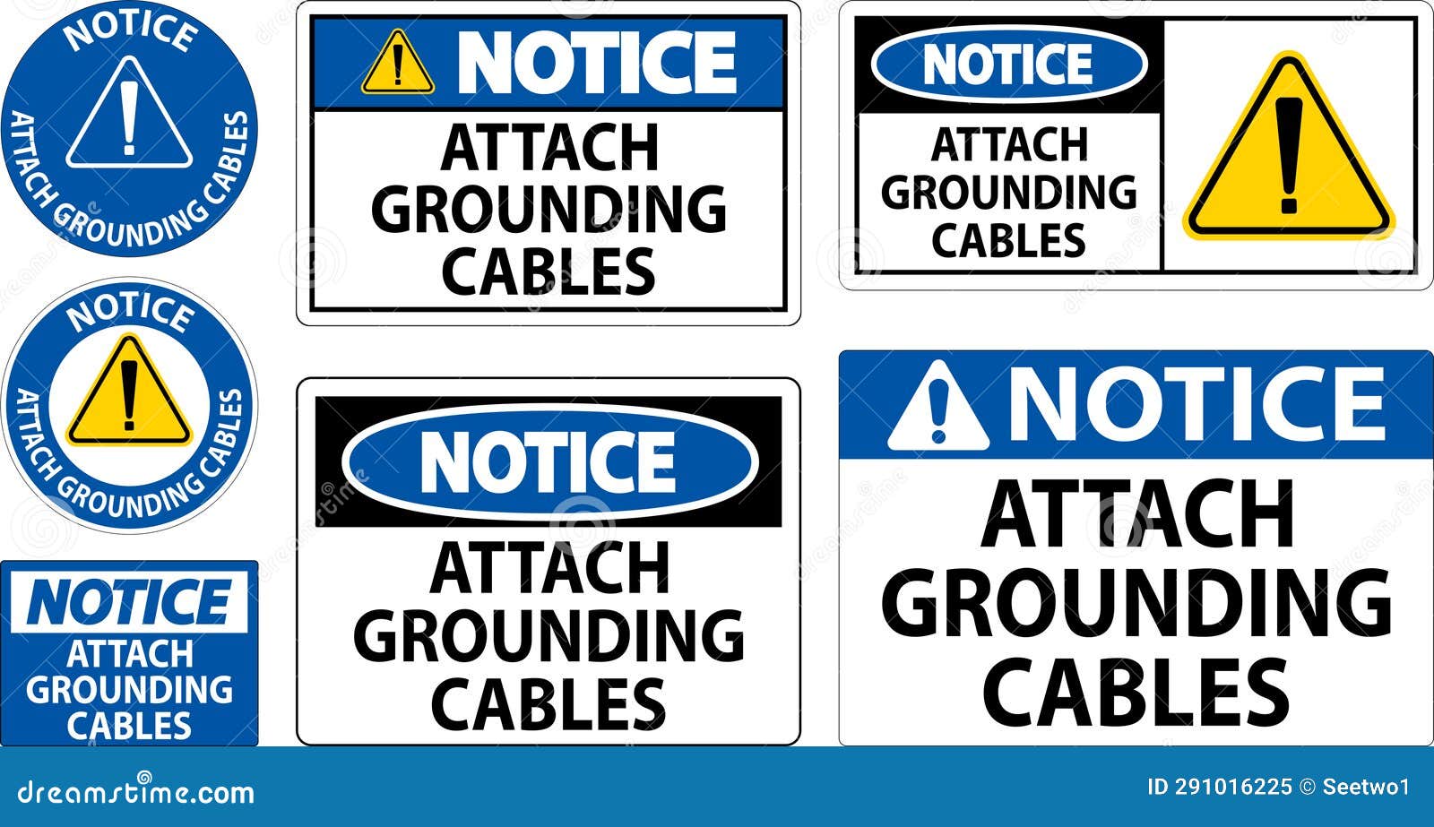 Notice Sign Attach Grounding Cables Stock Vector - Illustration of ...