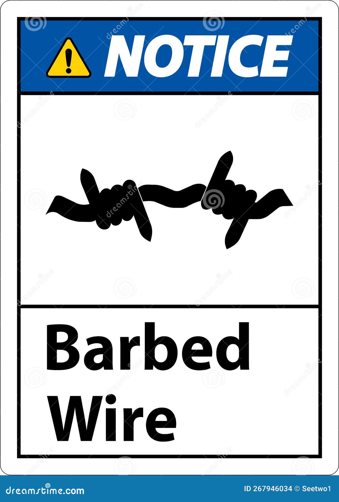 Notice Sign Barbed Wire on White Background Stock Vector - Illustration ...