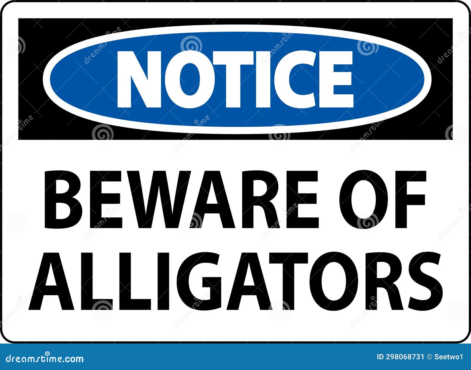 Notice Sign Beware of Alligators Stock Vector - Illustration of outdoor ...