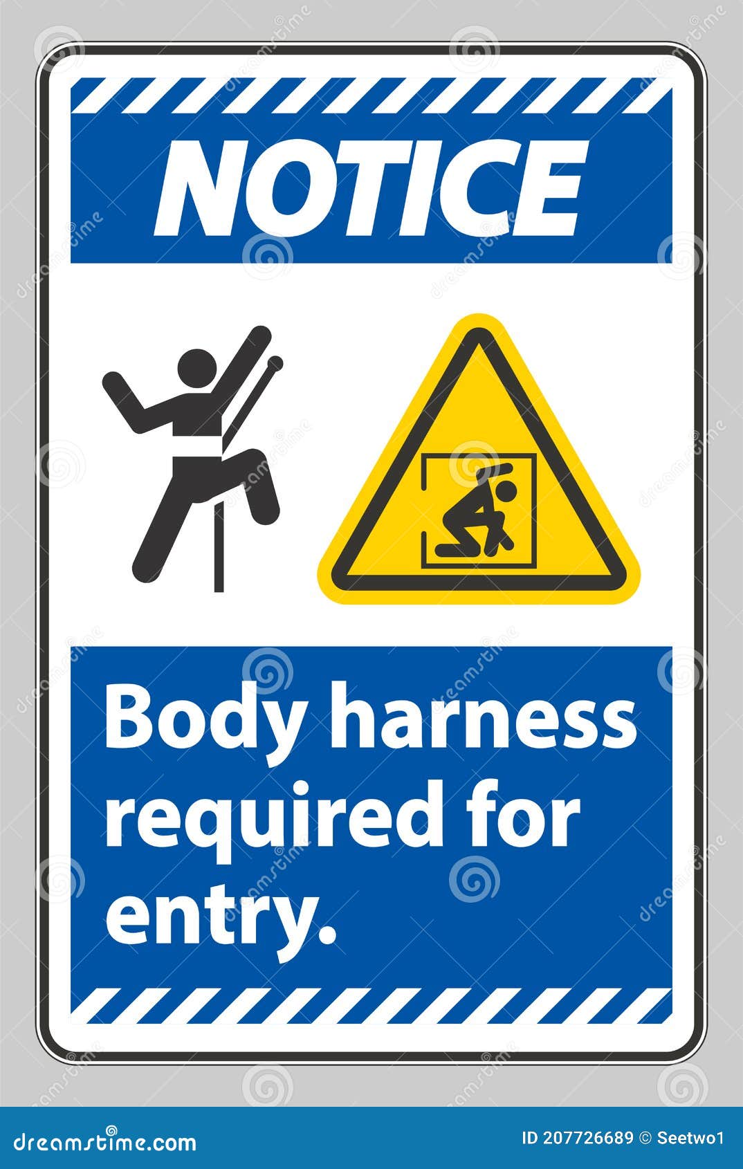 Notice Sign Body Harness Required for Entry Stock Vector - Illustration ...
