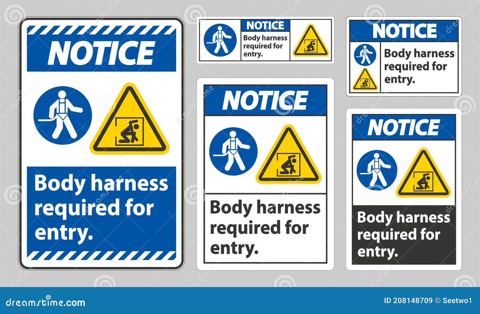 Notice Sign Body Harness Required for Entry Stock Vector - Illustration ...