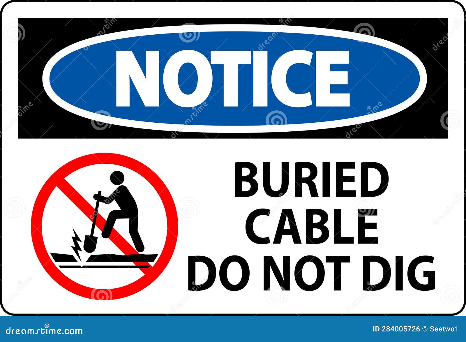 Notice Sign Buried Cable, Do Not Dig on White Background Stock Vector ...