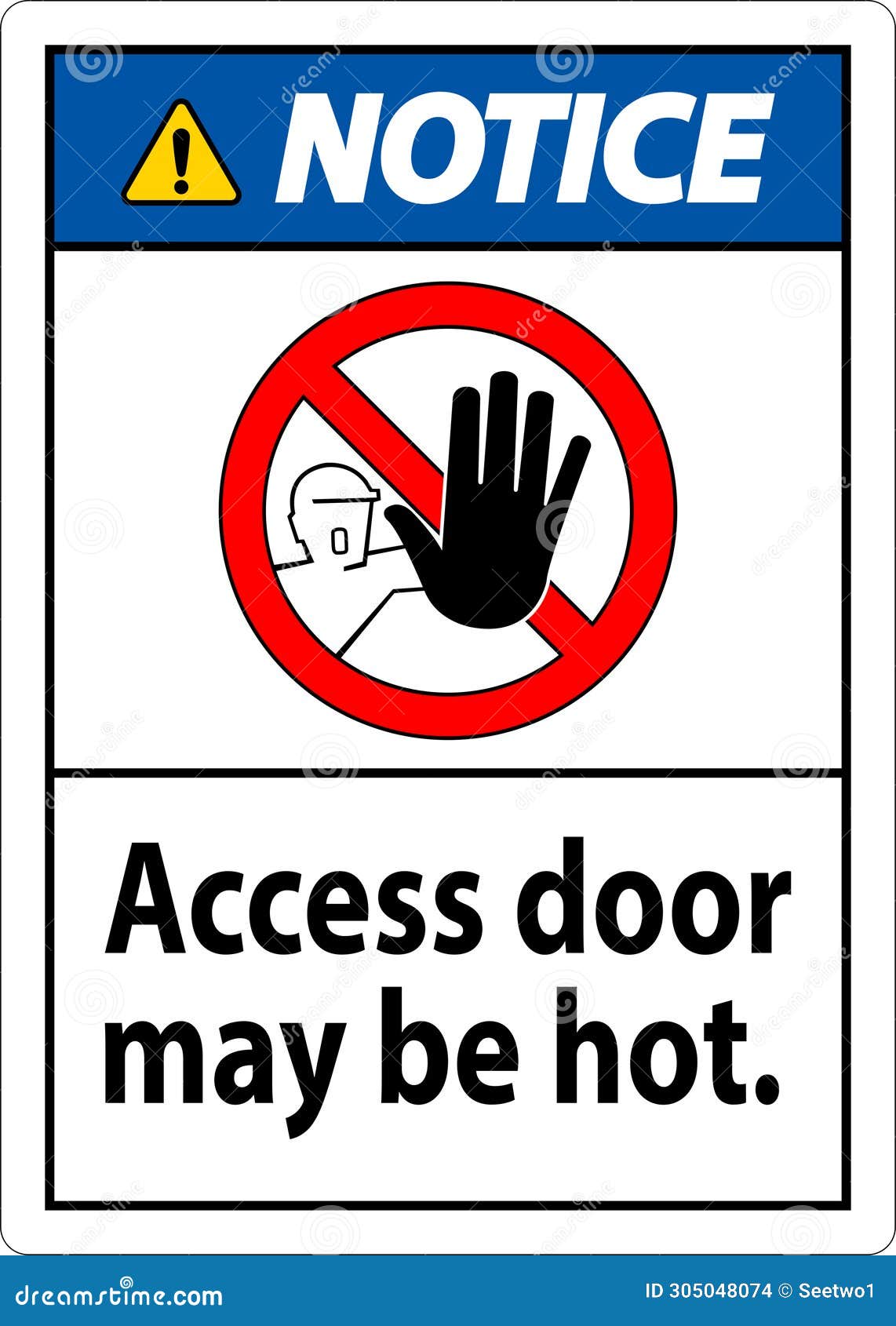Notice Sign, Caution, Access Door May Be Hot Stock Vector ...
