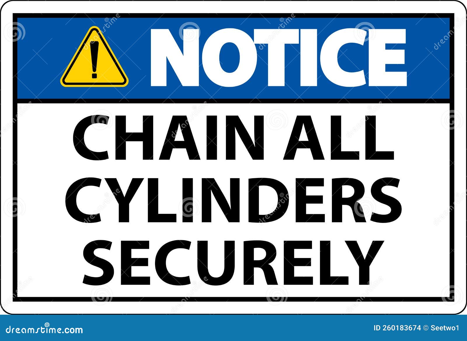 Notice Sign Chain All Cylinders Securely Stock Vector - Illustration of ...