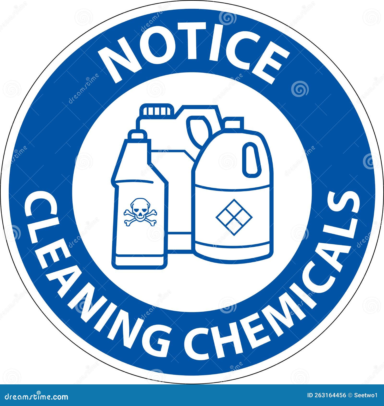 Notice Sign Cleaning Chemicals Sign on White Background Stock Vector ...