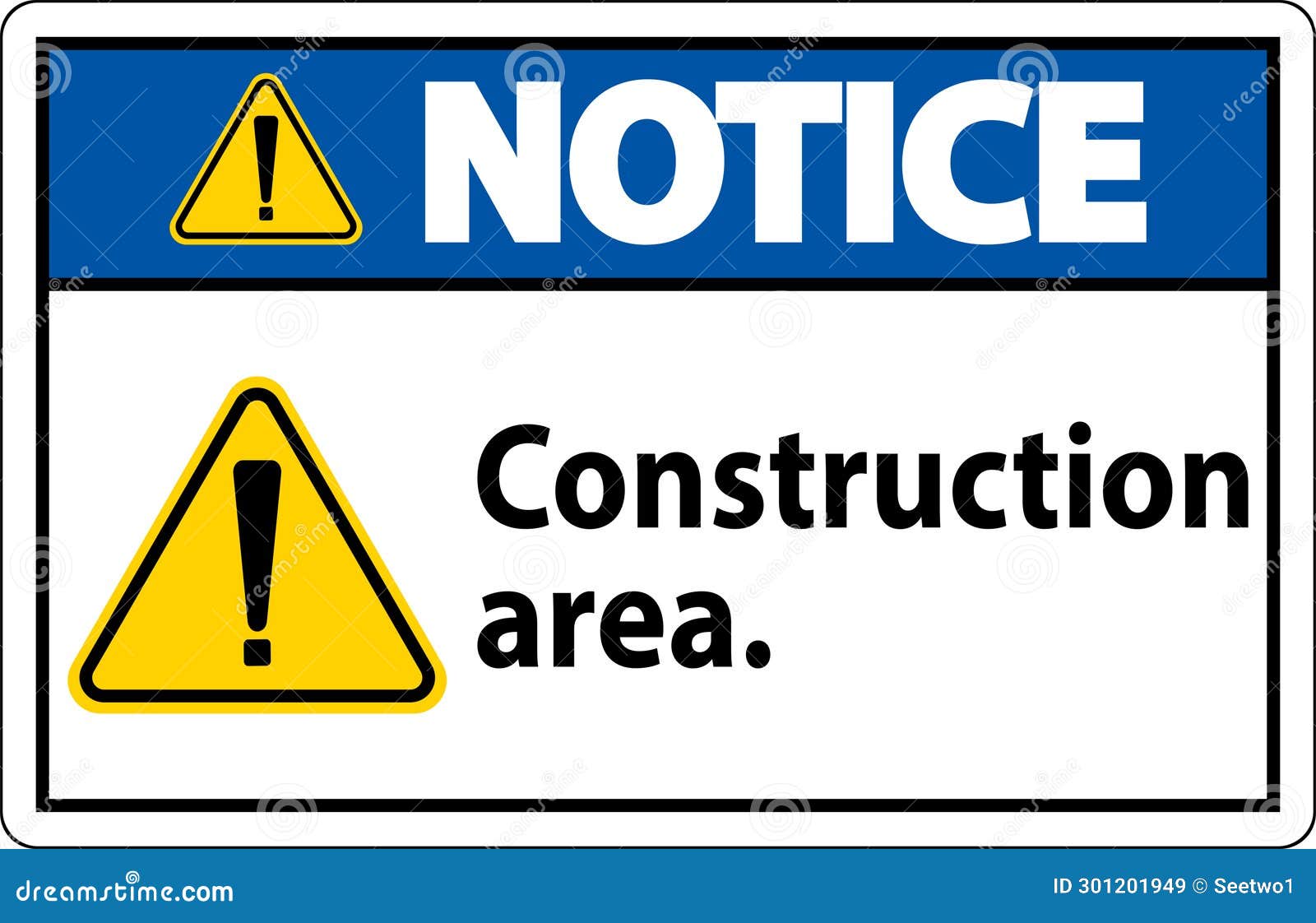 Notice Sign Construction Area Stock Vector - Illustration of danger ...