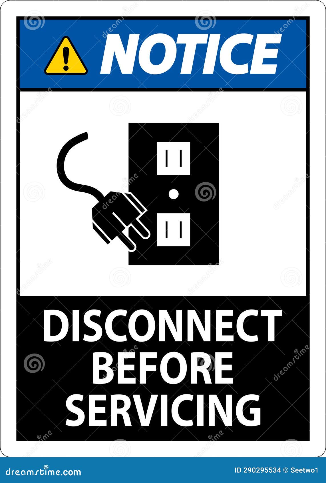 Notice Sign Disconnect before Servicing Stock Vector - Illustration of ...