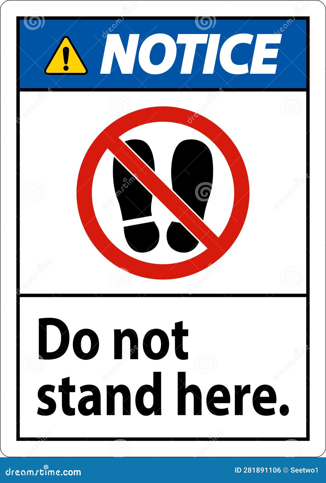 Notice Sign Do Not Stand Here on White Background Stock Vector ...
