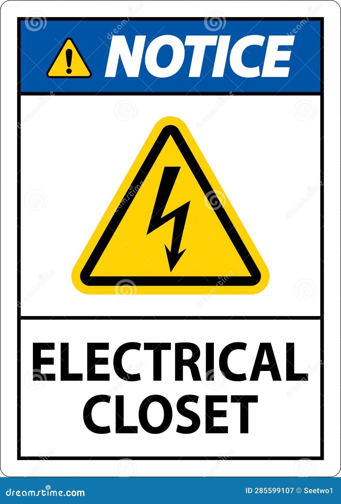 Notice Sign, Electrical Closet Sign Stock Vector - Illustration of ...
