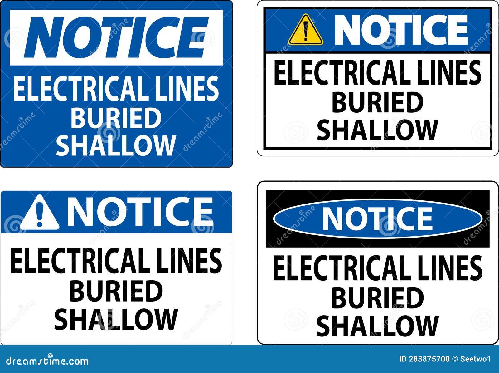 Notice Sign Electrical Lines, Buried Shallow on White Bacground Stock ...