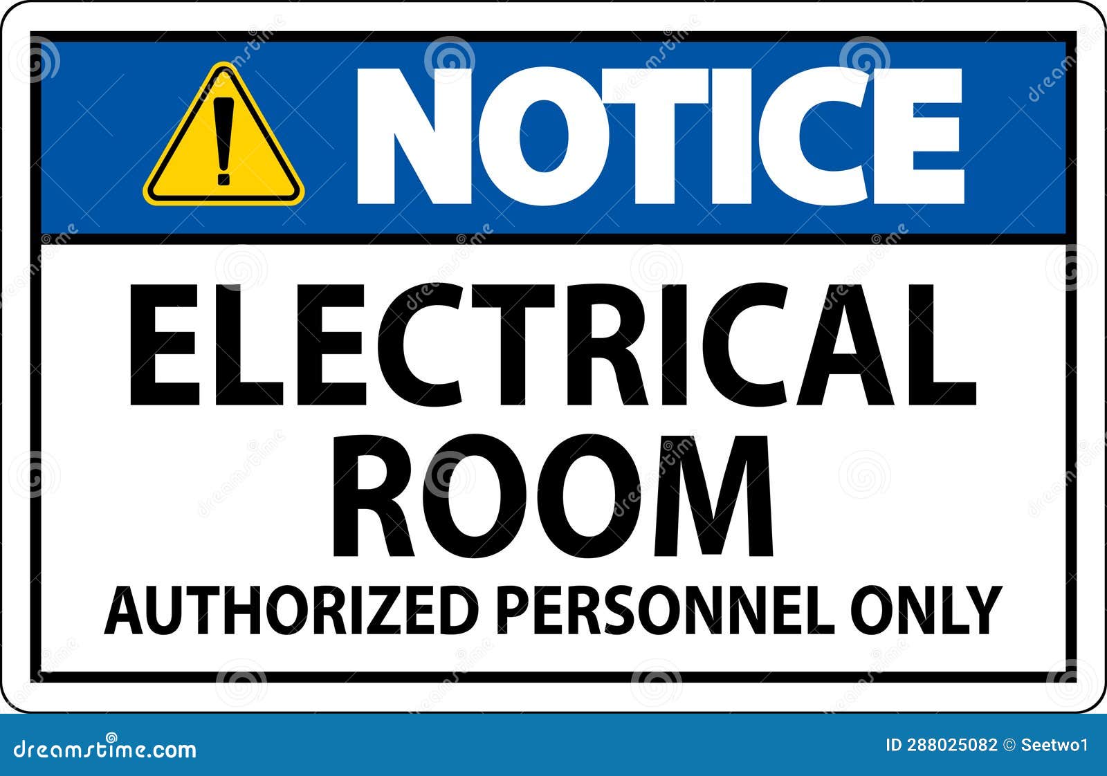 Notice Sign Electrical Room - Authorized Personnel only Stock Vector ...