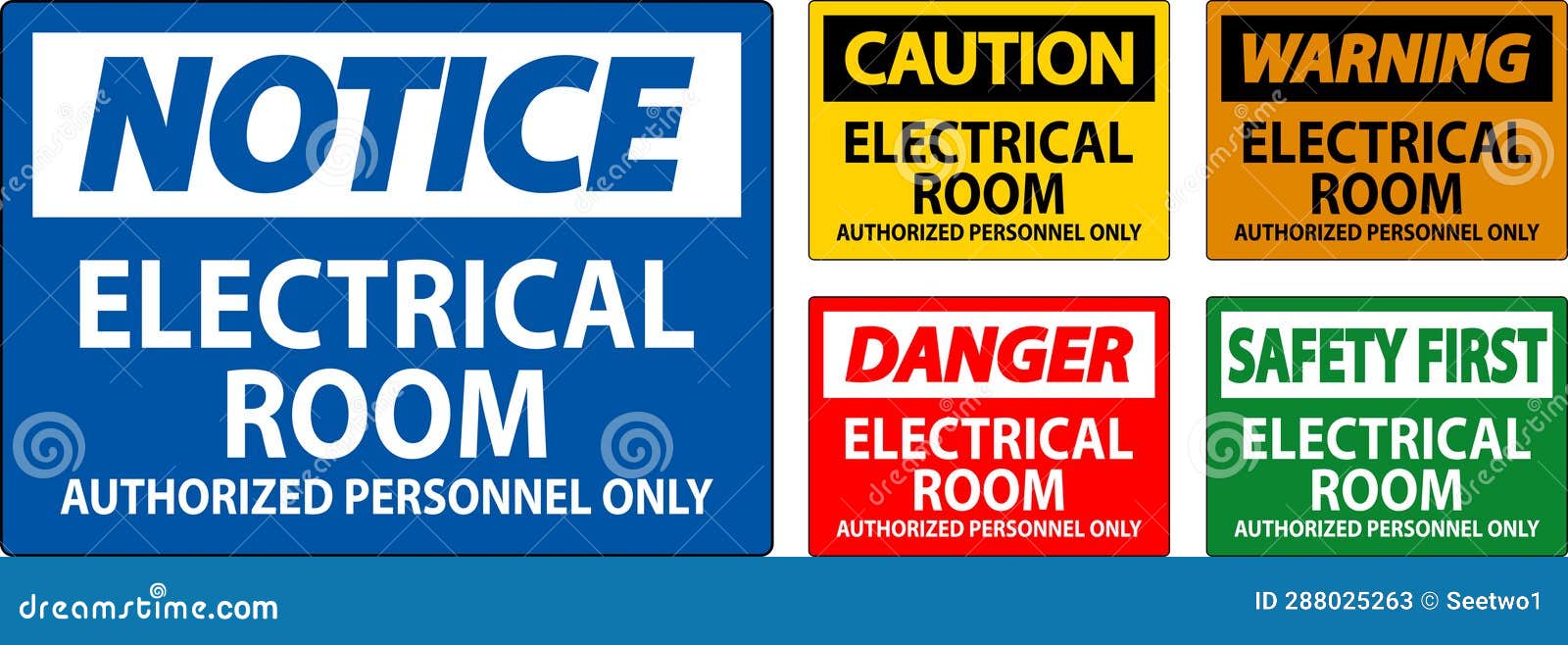 Notice Sign Electrical Room - Authorized Personnel only Stock Vector ...