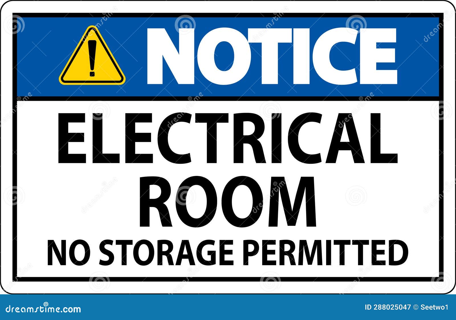Notice Sign Electrical Room, No Storage Permitted Stock Vector ...