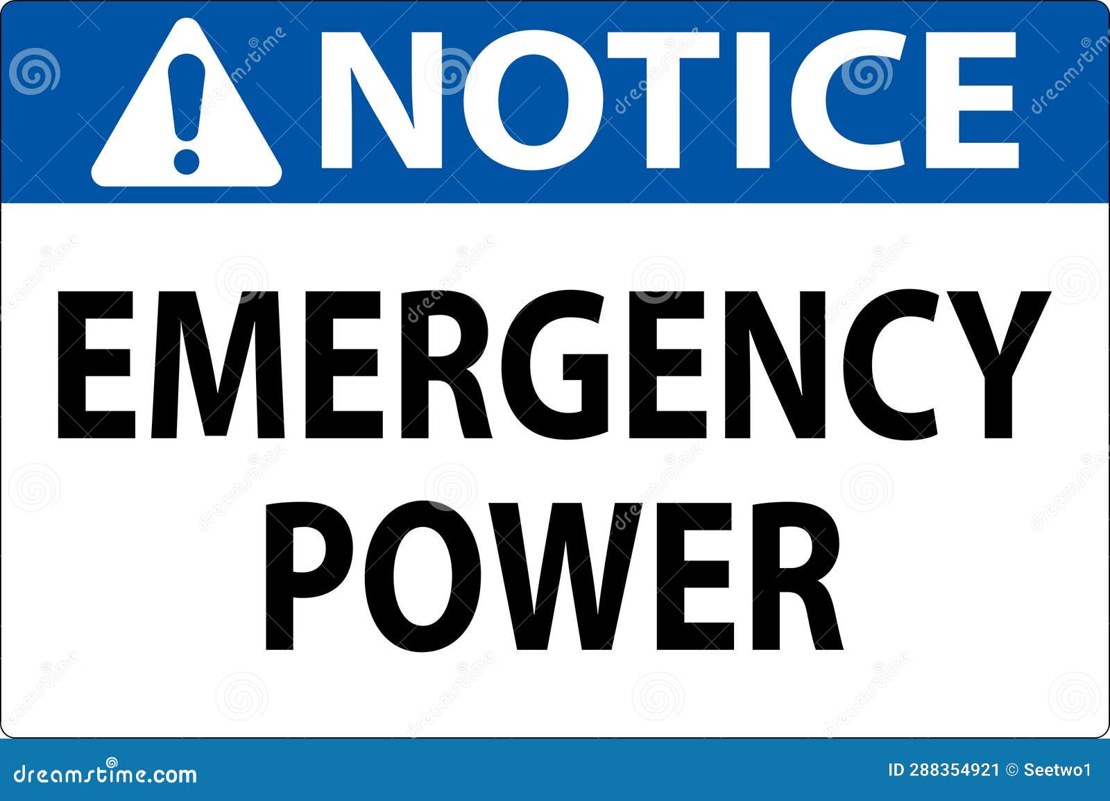 Notice Sign Emergency Power Stock Vector - Illustration of hazard ...