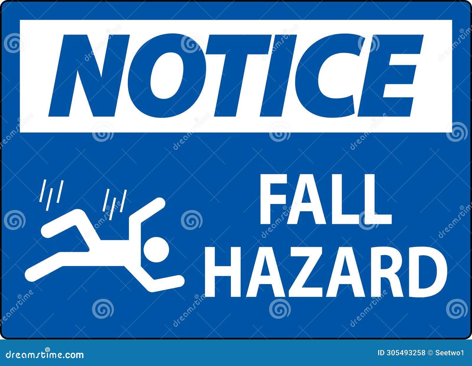 Notice Sign, Fall Hazard stock vector. Illustration of risk - 305493258