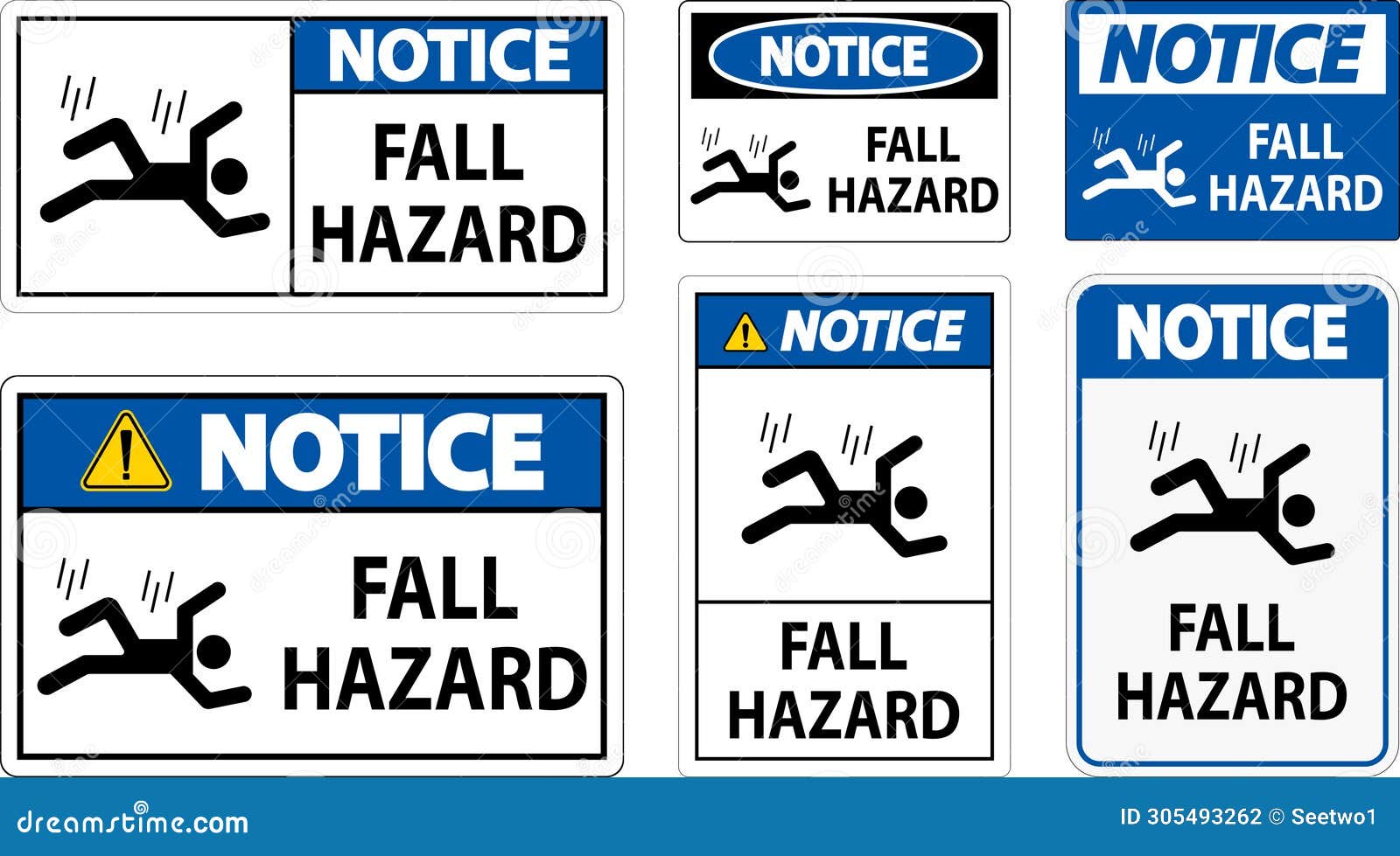 Notice Sign, Fall Hazard stock vector. Illustration of figure - 305493262