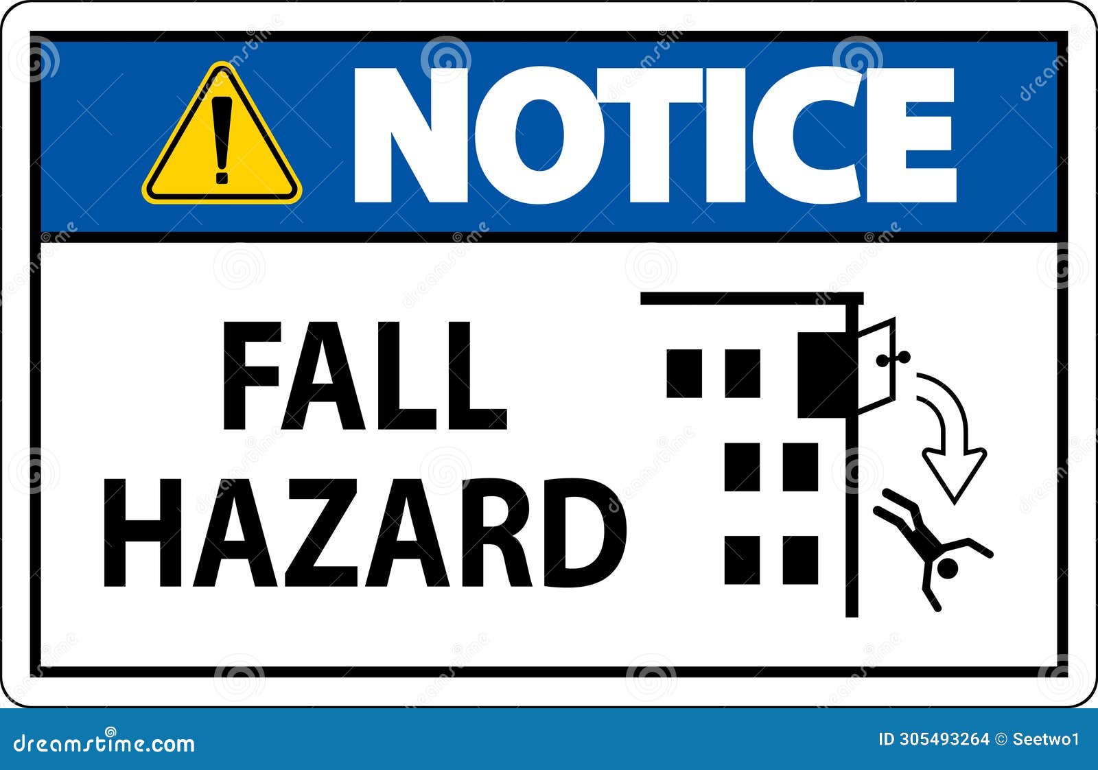Notice Sign, Fall Hazard stock vector. Illustration of alert - 305493264