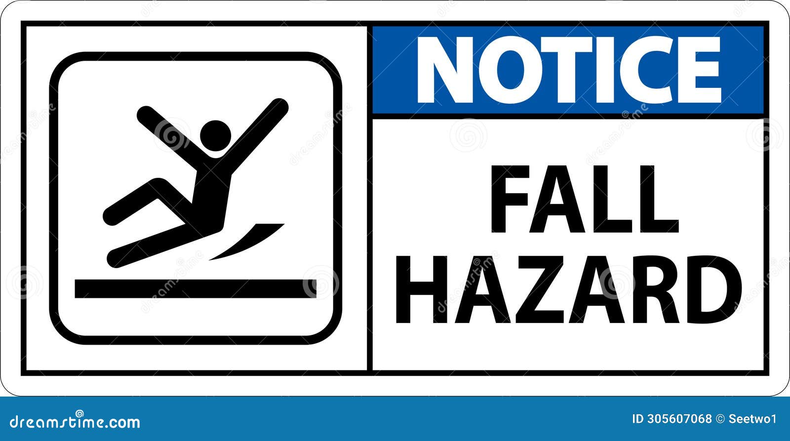 Notice Sign, Fall Hazard stock vector. Illustration of caution - 305607068