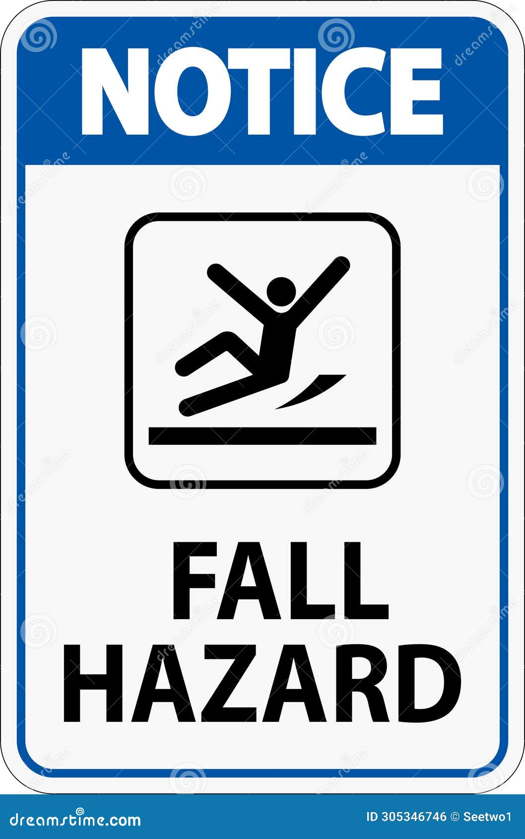 Notice Sign, Fall Hazard stock vector. Illustration of pictogram ...