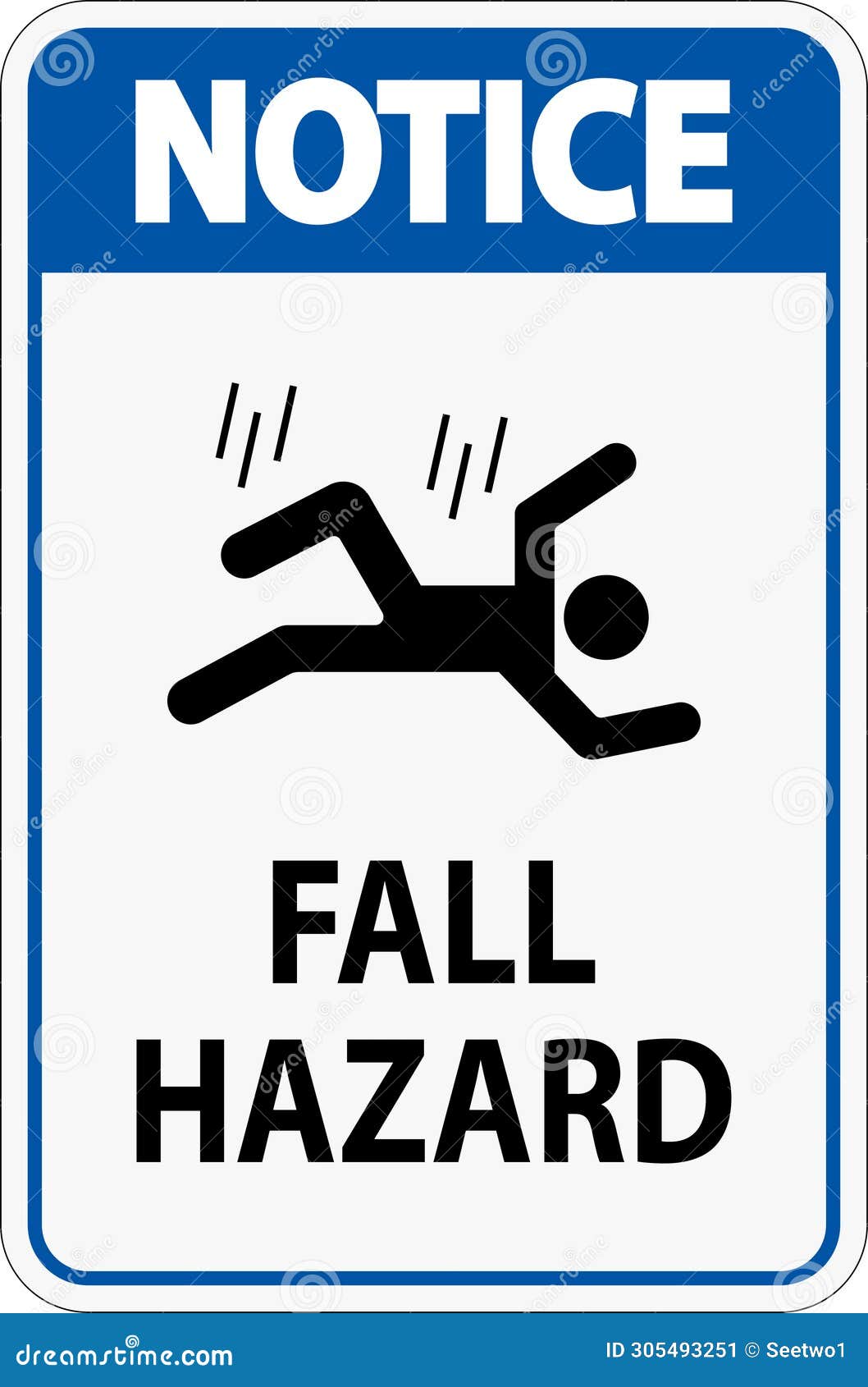 Notice Sign, Fall Hazard stock vector. Illustration of attention ...