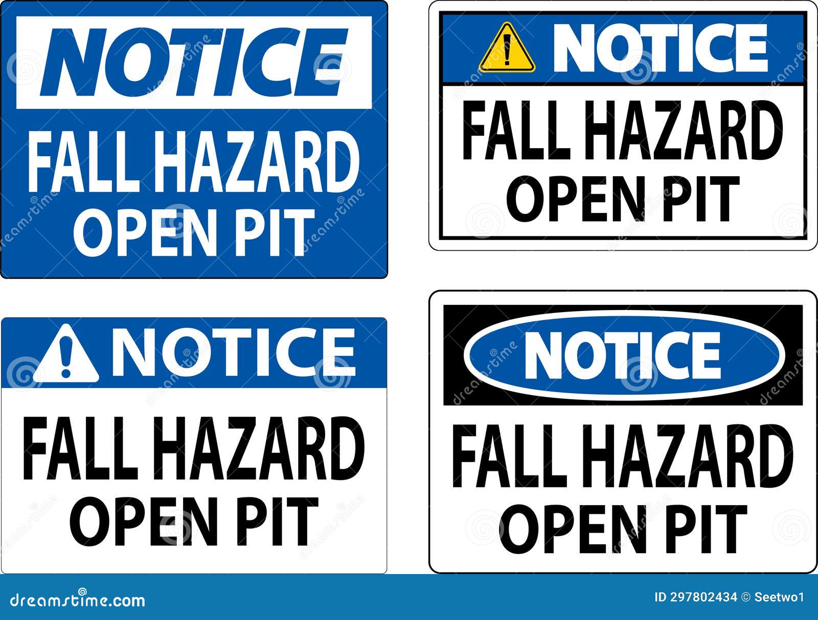 Notice Sign Fall Hazard - Open Pit Stock Vector - Illustration of death ...