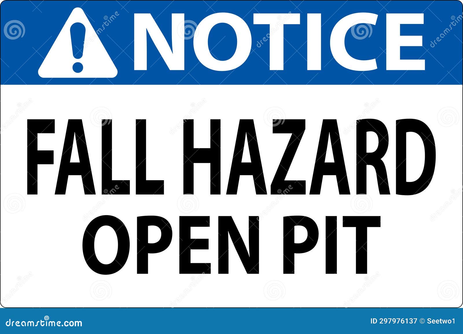 Notice Sign Fall Hazard - Open Pit Stock Vector - Illustration of ...