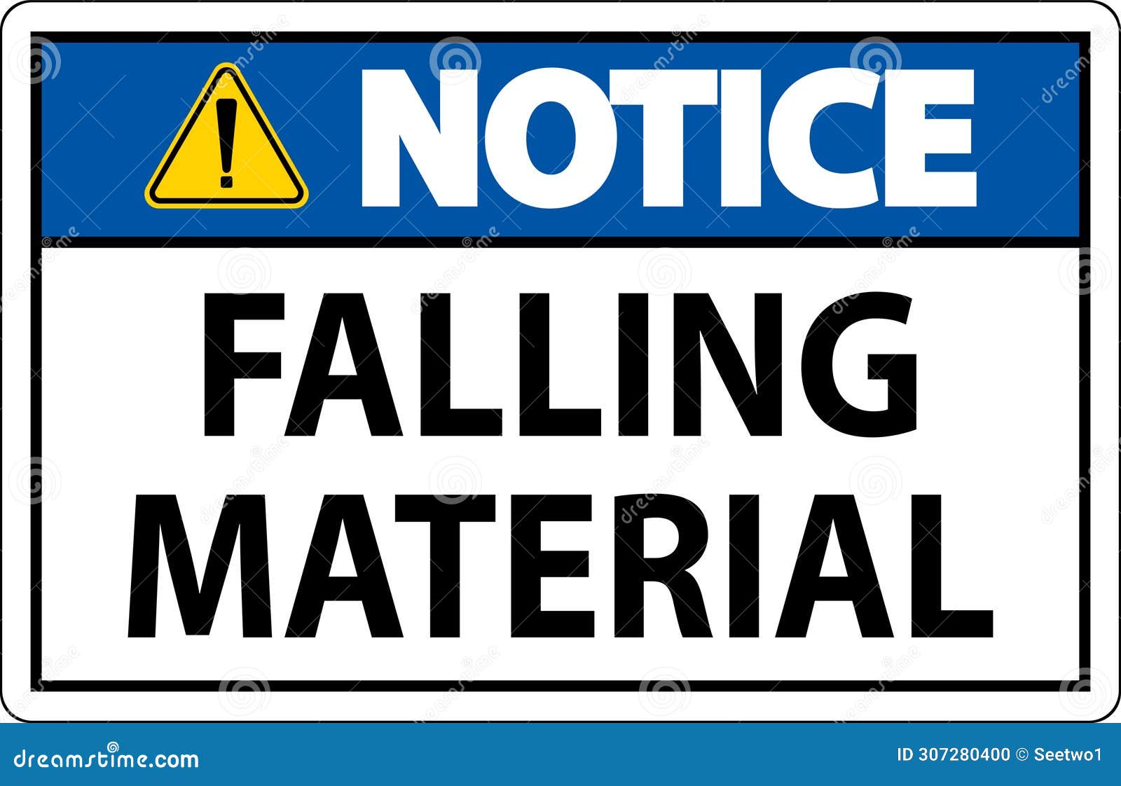 Notice Sign Falling Material Stock Vector - Illustration of hardhat ...