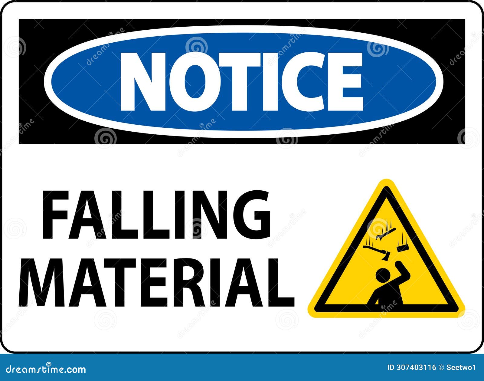 Notice Sign Falling Material Stock Vector - Illustration of overhead, information: 307403116