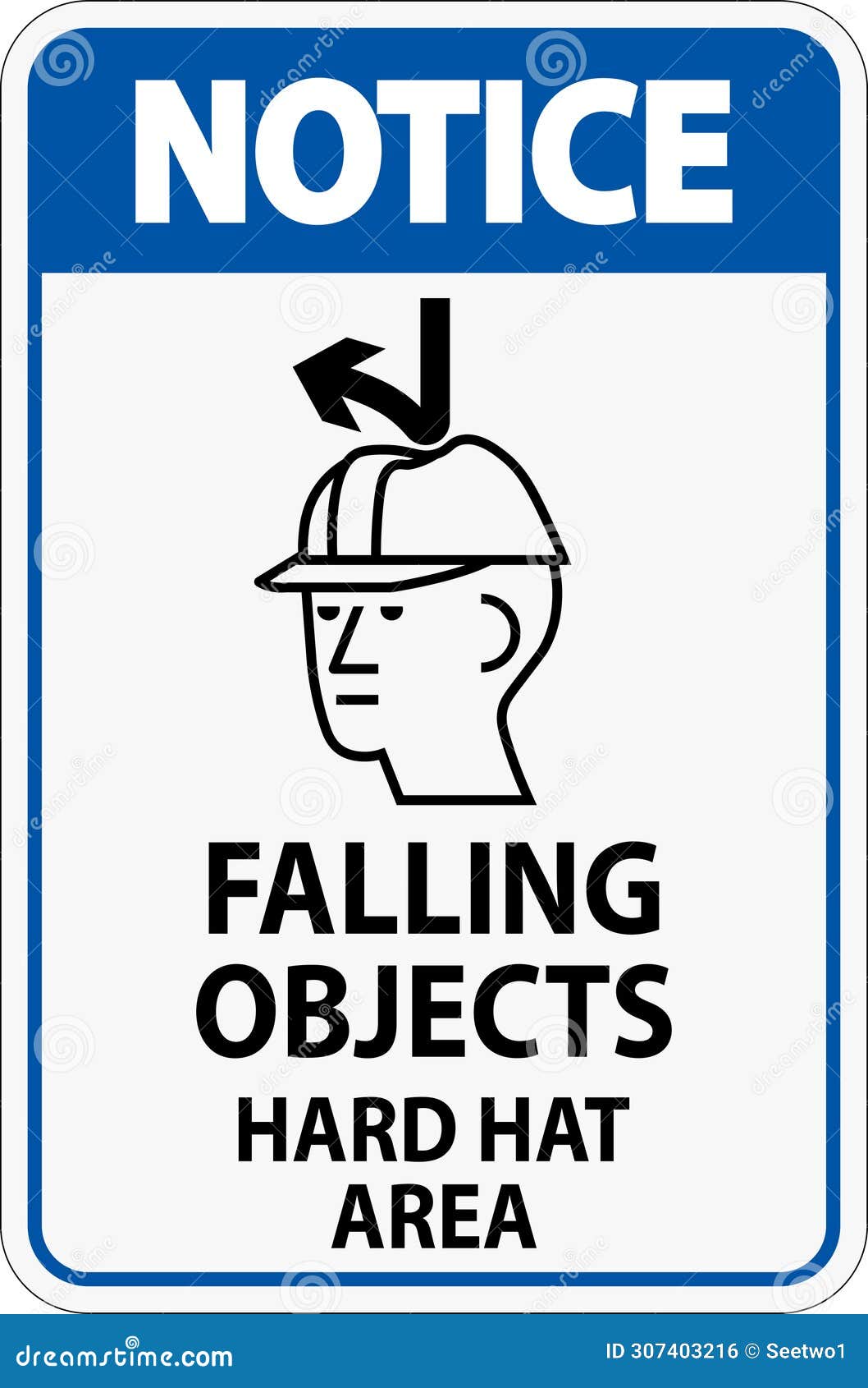 Notice Sign, Falling Objects Hard Hat Area Stock Vector - Illustration ...