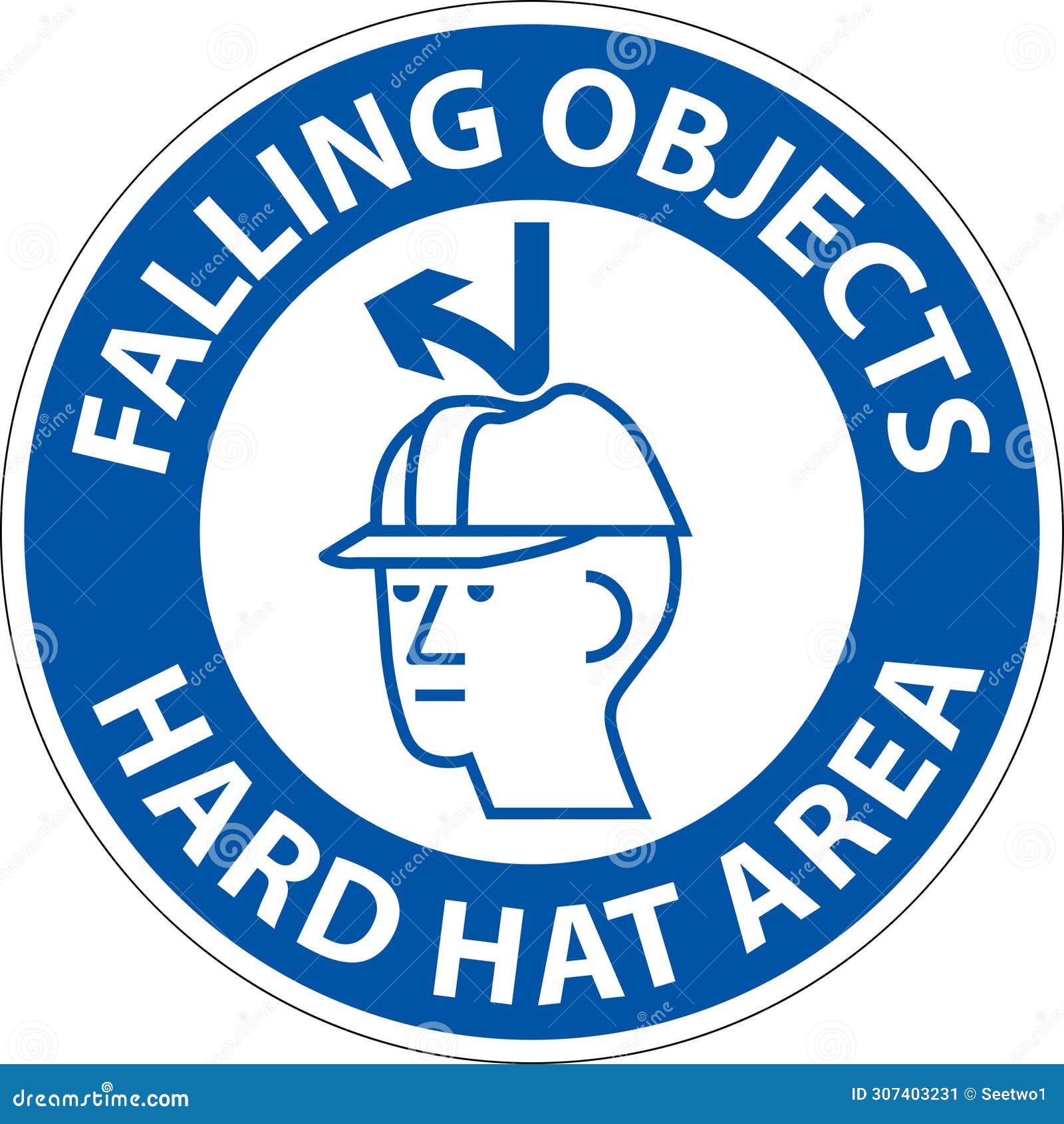 Notice Sign, Falling Objects Hard Hat Area Stock Vector - Illustration ...