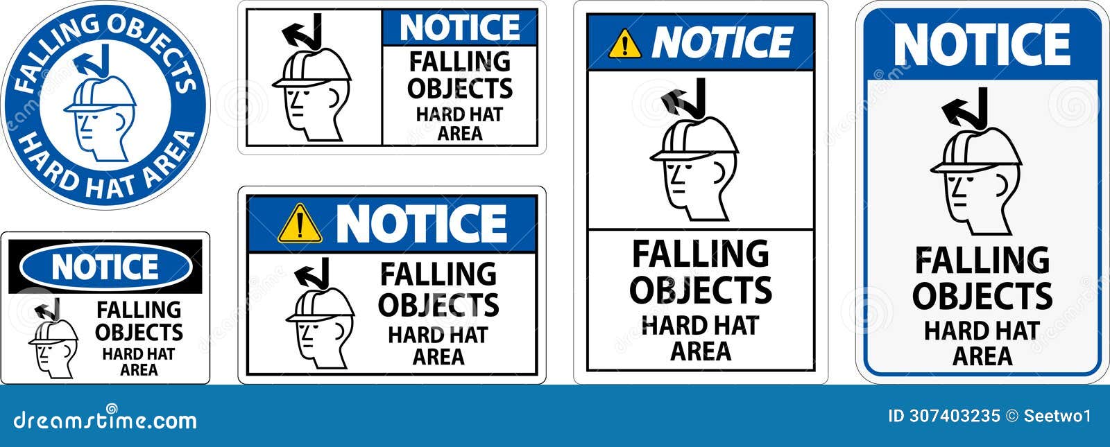 Notice Sign, Falling Objects Hard Hat Area Stock Vector - Illustration ...